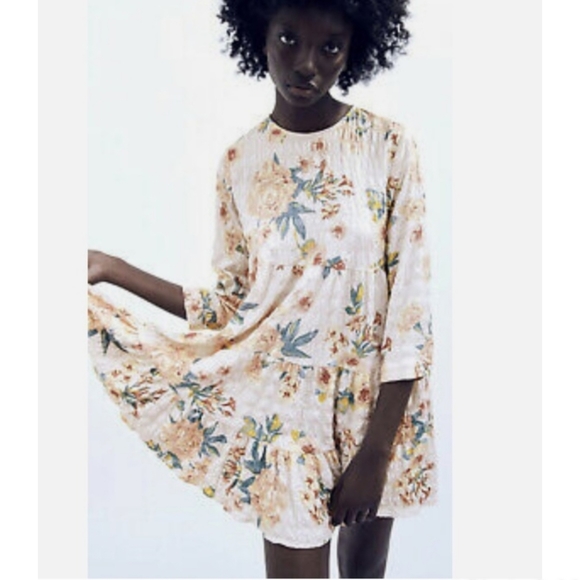 Zara | Dresses | Zara The Sharon Floral Tiered Mini A Line Dress | Poshmark
